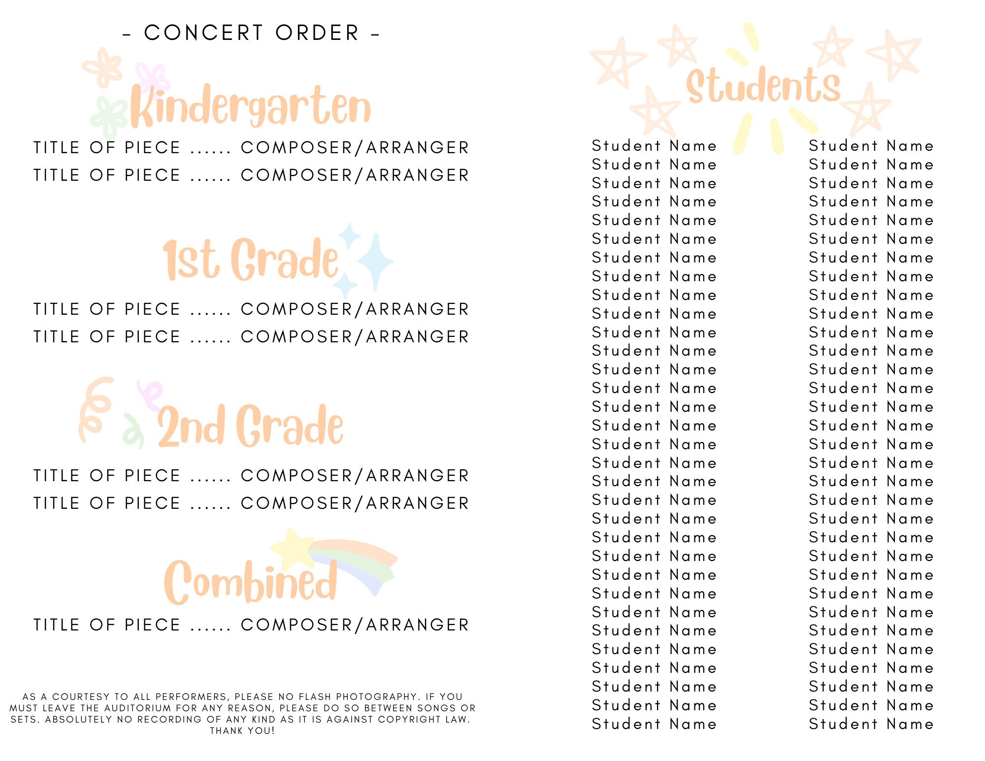 EDITABLE Concert Program Template | Instant Printable Download | Music ...