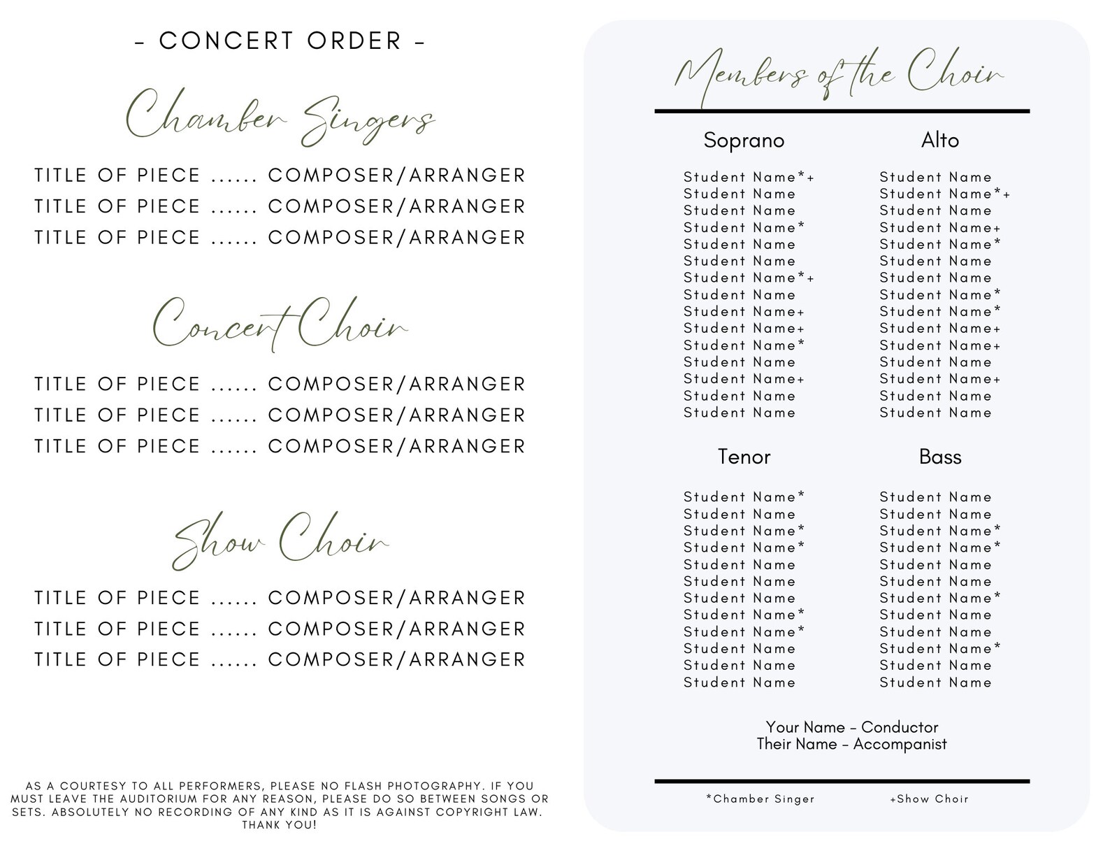 EDITABLE Concert Program Template | Instant Printable Download | Music ...