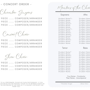 EDITABLE Concert Program Template | Instant Printable Download | Music ...