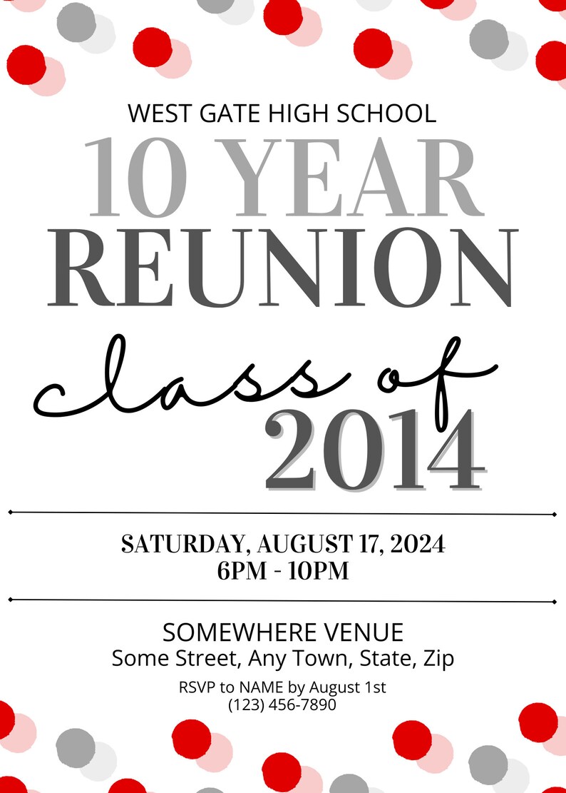 EDITABLE Class Reunion Invitation | Instant Printable Download ...
