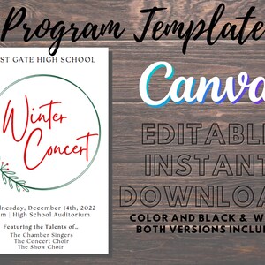 EDITABLE Concert Program Template Instant Printable Download - Etsy