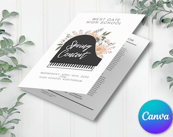 Music Program TEMPLATE, Instant Digital Download, Edit in Canva, Choir ...
