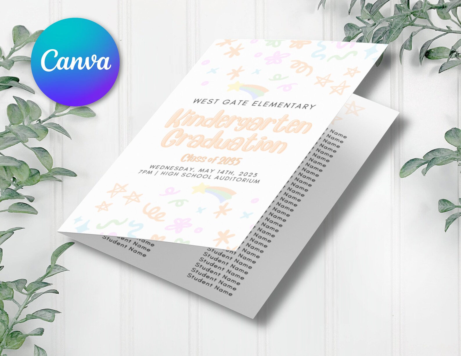 EDITABLE Graduation Program Template | Pre-k Graduation | Kindergarten ...