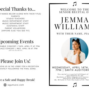 EDITABLE Recital Program Template | Music, Piano, Voice Studio ...