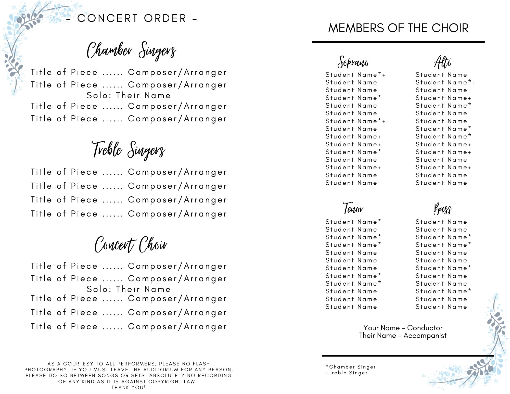 EDITABLE Concert Program Template | Instant Printable Download | Music ...
