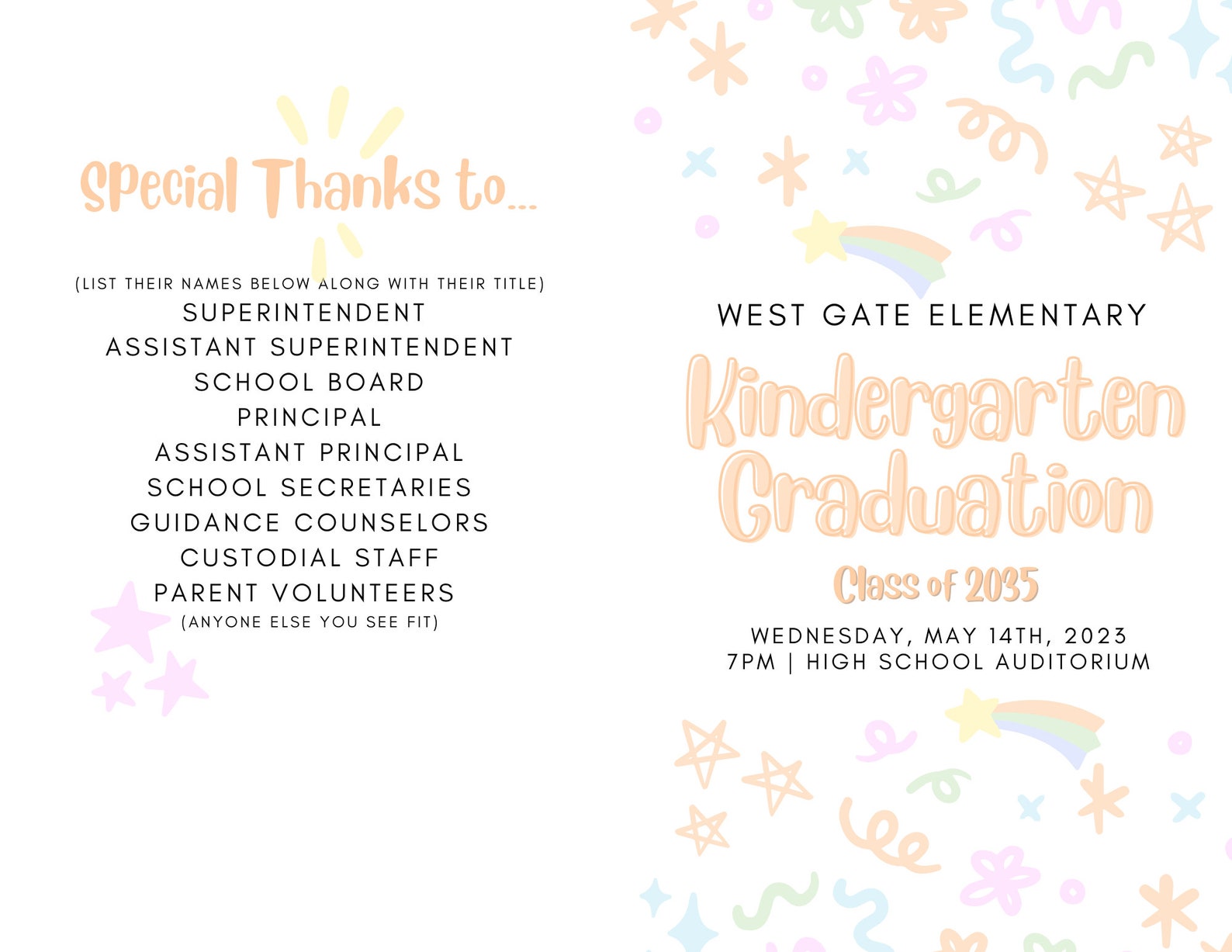 EDITABLE Graduation Program Template | Pre-k Graduation | Kindergarten ...