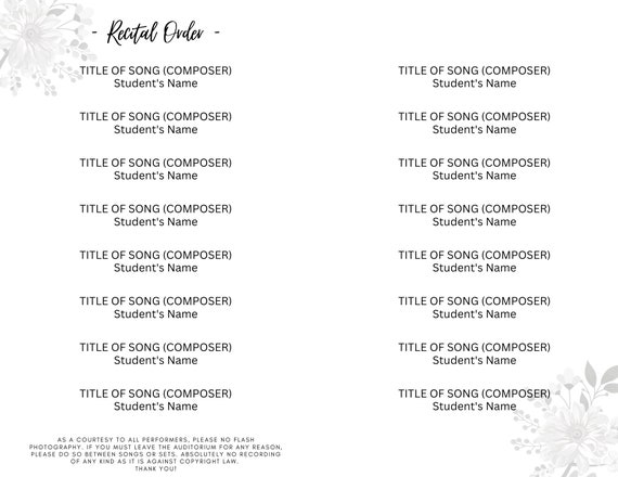 Vocal Recital Program Template