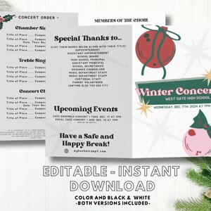 EDITABLE Concert Program Template | Instant Printable Download | Music ...