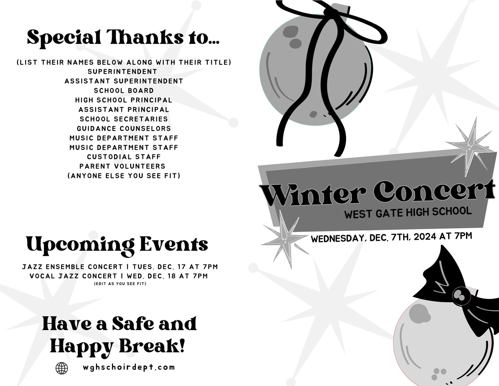 EDITABLE Concert Program Template | Instant Printable Download | Music ...