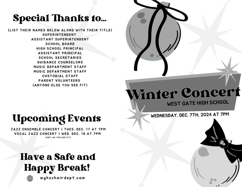 EDITABLE Concert Program Template | Instant Printable Download | Music ...