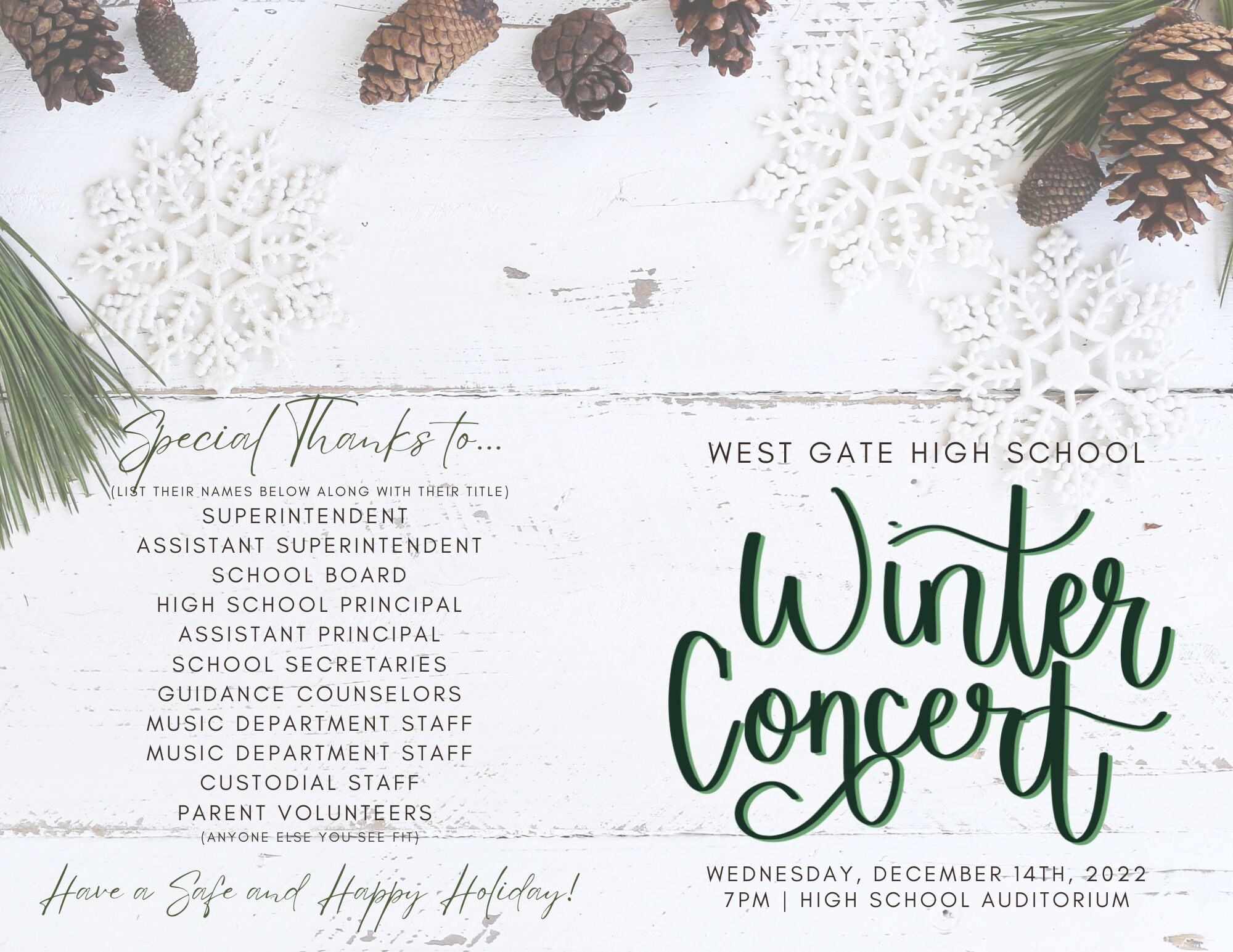 EDITABLE Concert Program Template | Instant Printable Download | Music ...