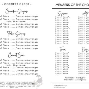 EDITABLE Concert Program Template | Instant Printable Download | Music ...