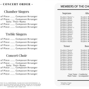 EDITABLE Concert Program Template | Instant Printable Download | Music ...