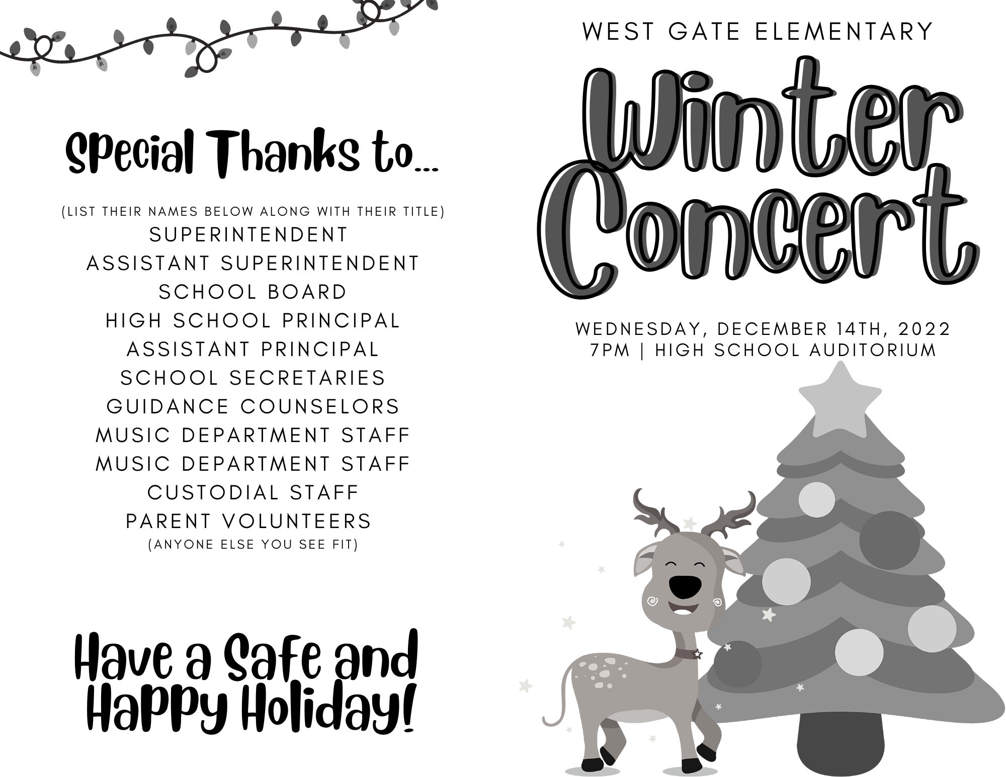 EDITABLE Concert Program Template | Instant Printable Download ...