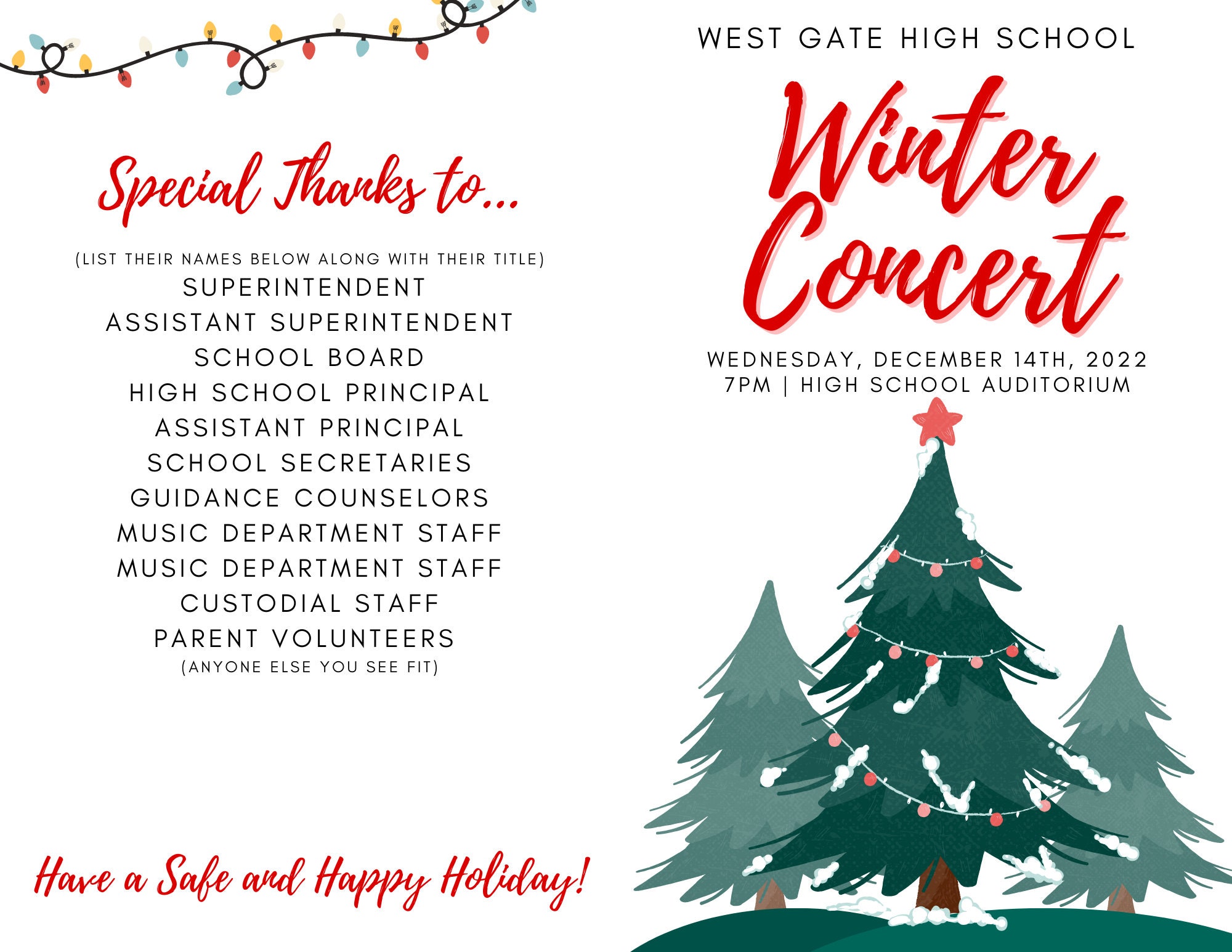 EDITABLE Concert Program Template | Instant Printable Download | Music ...