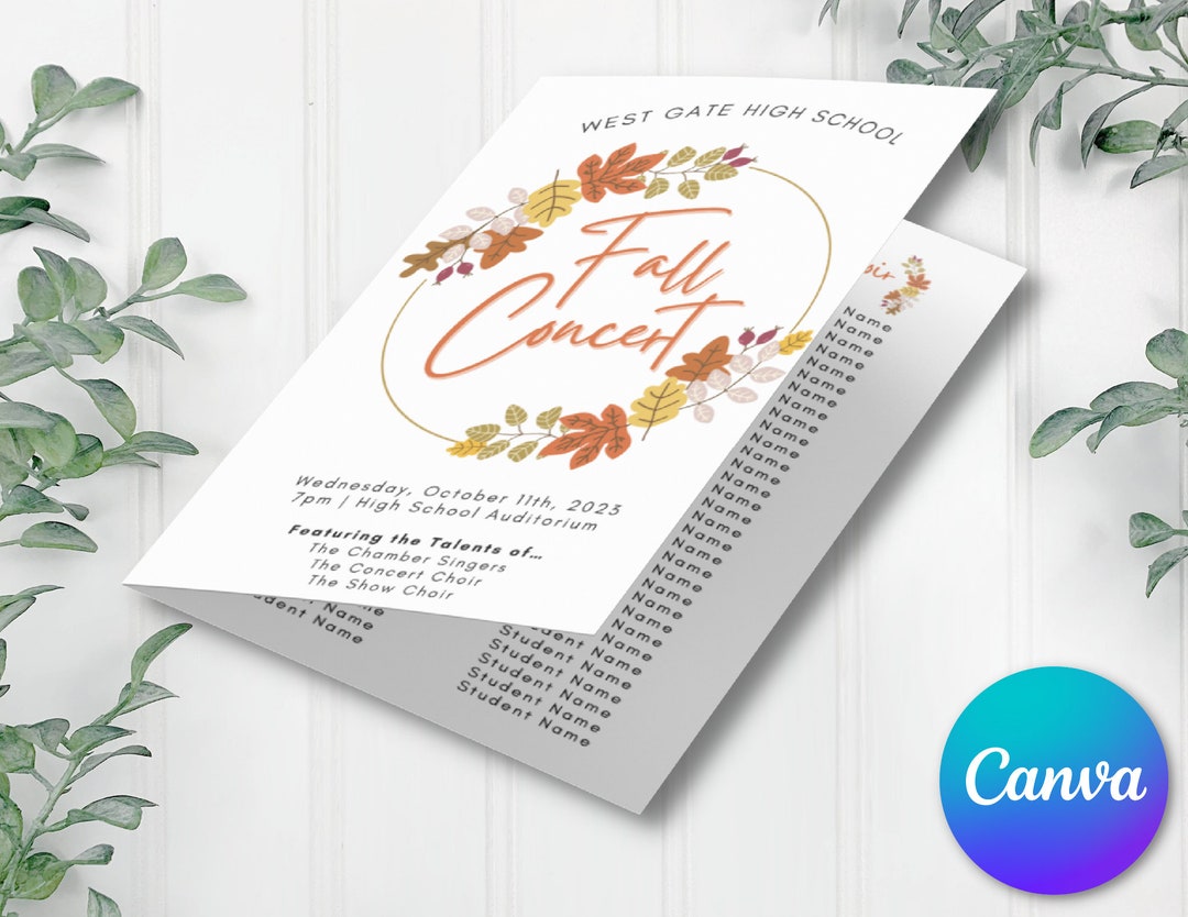 EDITABLE Concert Program Template | Instant Printable Download | Music ...