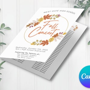 EDITABLE Concert Program Template | Instant Printable Download | Music ...