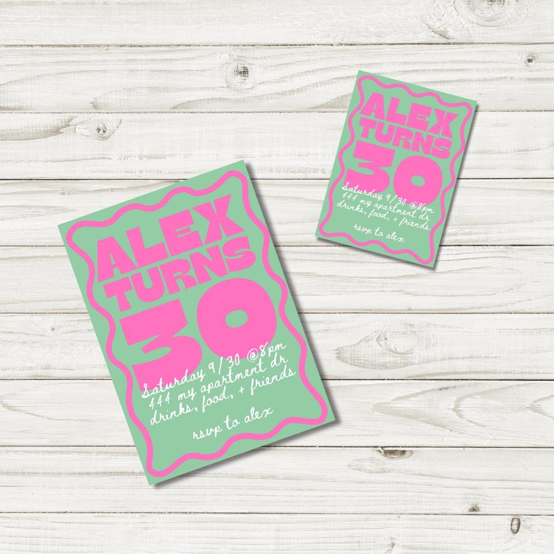 UNIQUE BIRTHDAY Invitation for Adults, Colorful Custom Template 30th ...