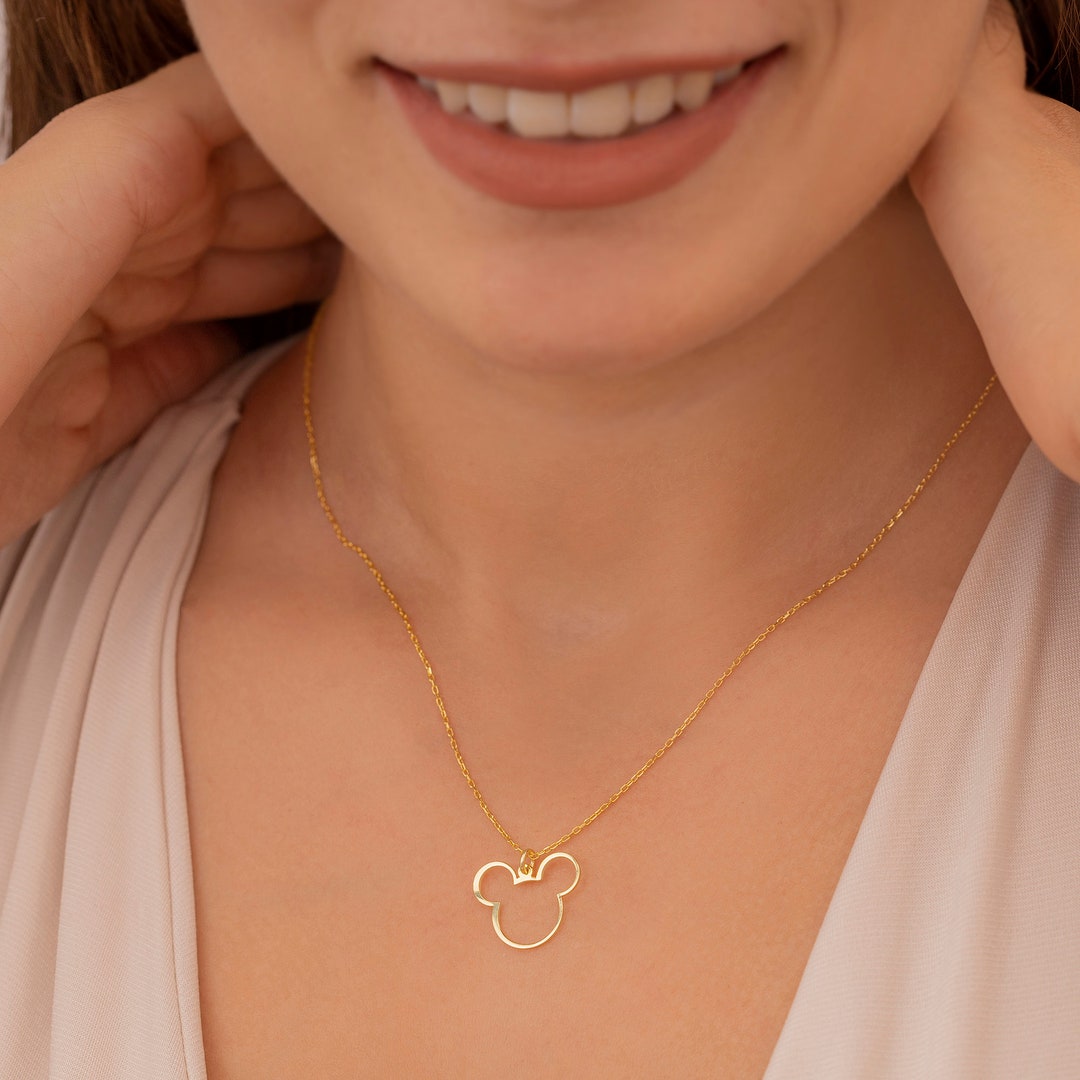 Mickey Mouse Necklace, Disneyland Pendant Necklace, Gold-silver-rose G ...