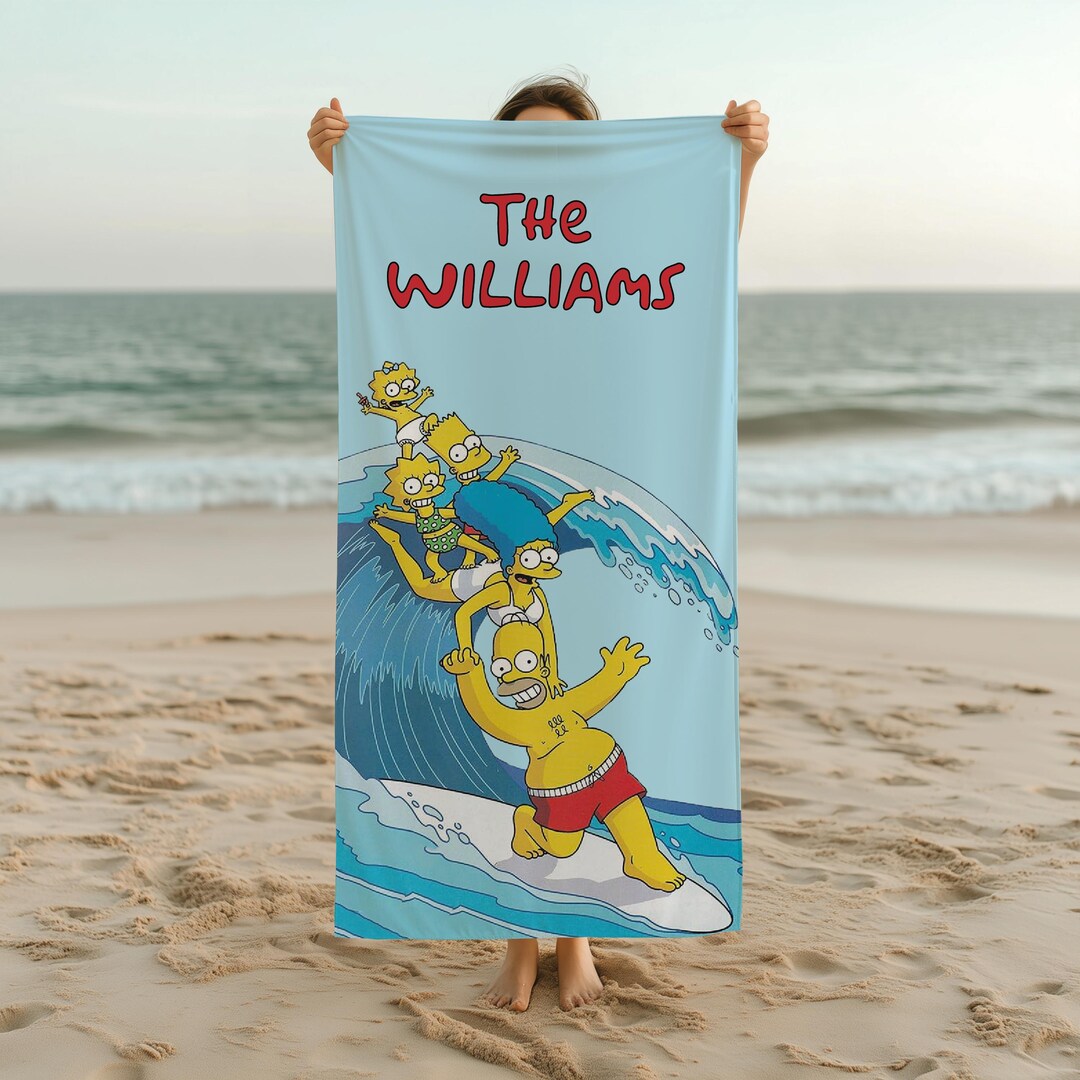 Family Name Towel, Custom Simpsons Towel, Personalized Simpsons Beach ...