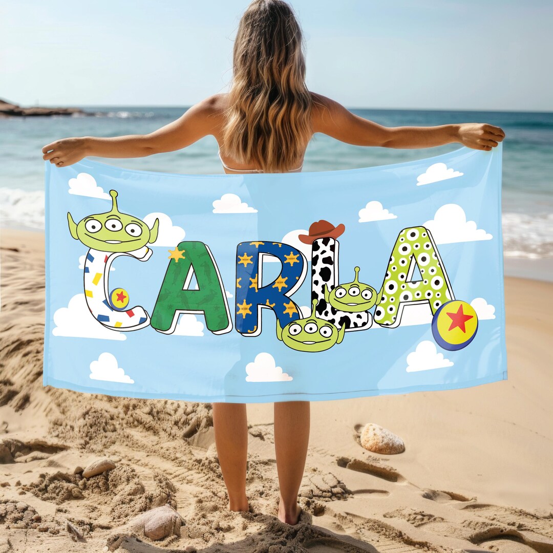 Custom Cartoon Character Towel, Alien Name Towel, Newborn Gift, Kids ...