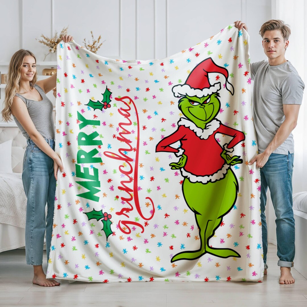 Christmas Grinch Throw Blanket - Soft Fleece Blanket - Warm Plush ...