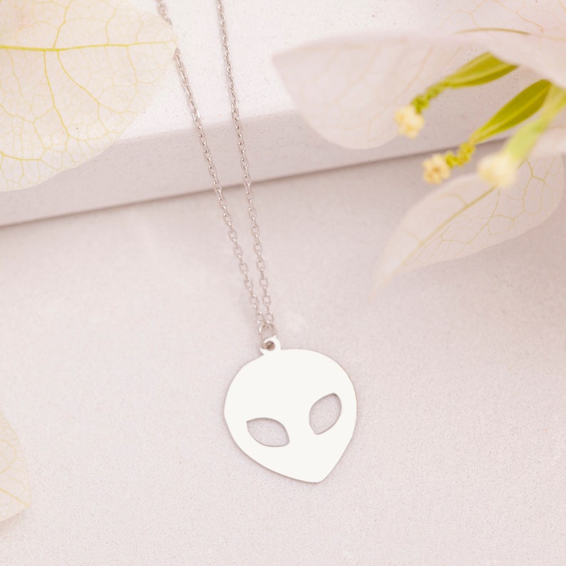 14k Gold Alien Necklace, Alien Head Necklace, Alien Logo Necklace ...