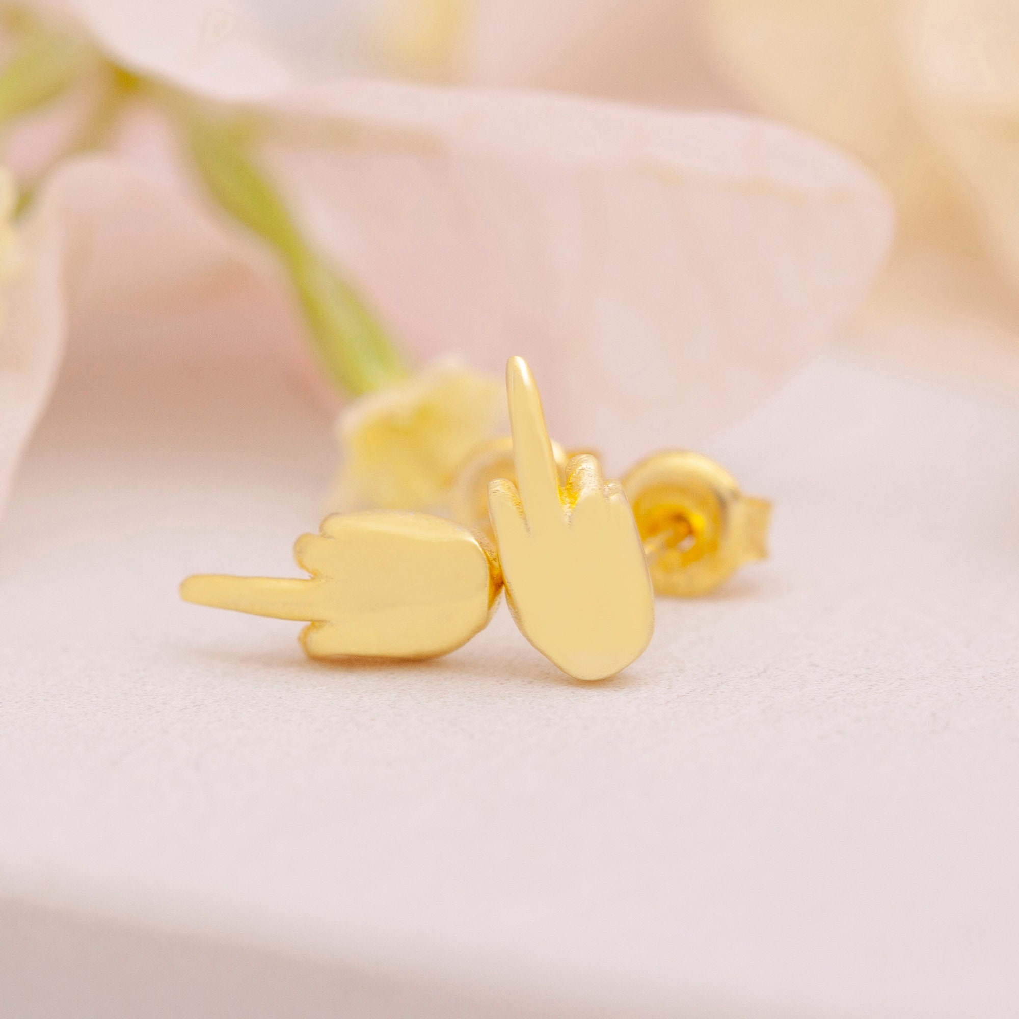 Middle Finger Stud Earrings,middle Finger Gesture Earrings,tiny Middle ...