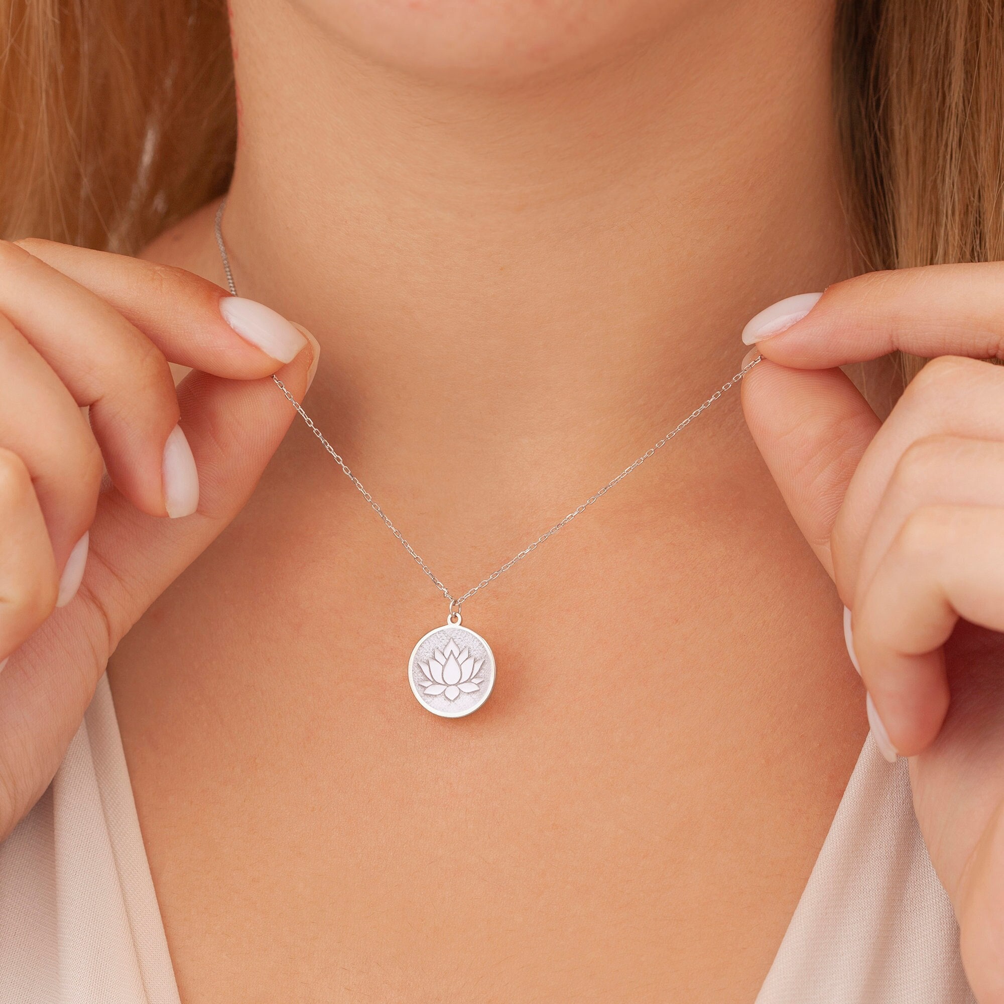 925 Sterling Silver Lotus Necklace, 14K Gold Plated Lotus 925 Sterling Silver Lotus Necklace, 14K Gold Plated Lotus