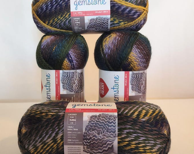 Red Heart Gemstone Yarn - Lemon Jade *discontinued* 4 Skein Lot - 2 Lot ...