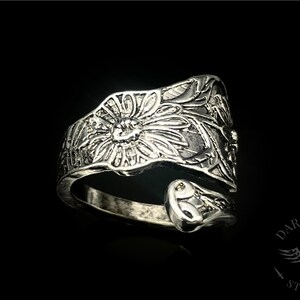 Floral Flower Spoon Ring | Vintage Style Floral Ring | Antique Silver ...
