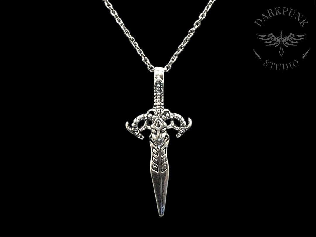 Goat Sword Pendant Necklace | Katana Dagger | Baphomet Goat Skull ...