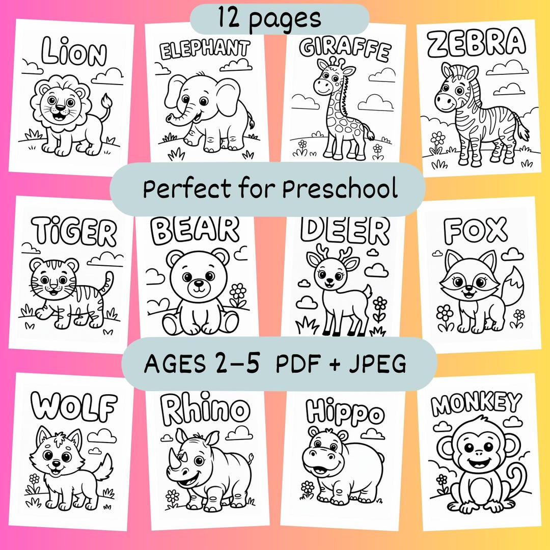 Toddler Animal Coloring Pages | Ages 2-5, Printable Activity (PDF ...