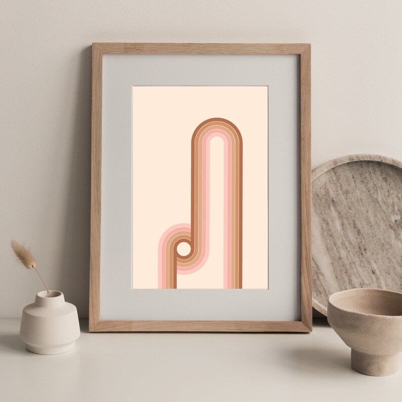 Retro Line Art Print 70s Line Pattern Wall Art Abstract - Etsy