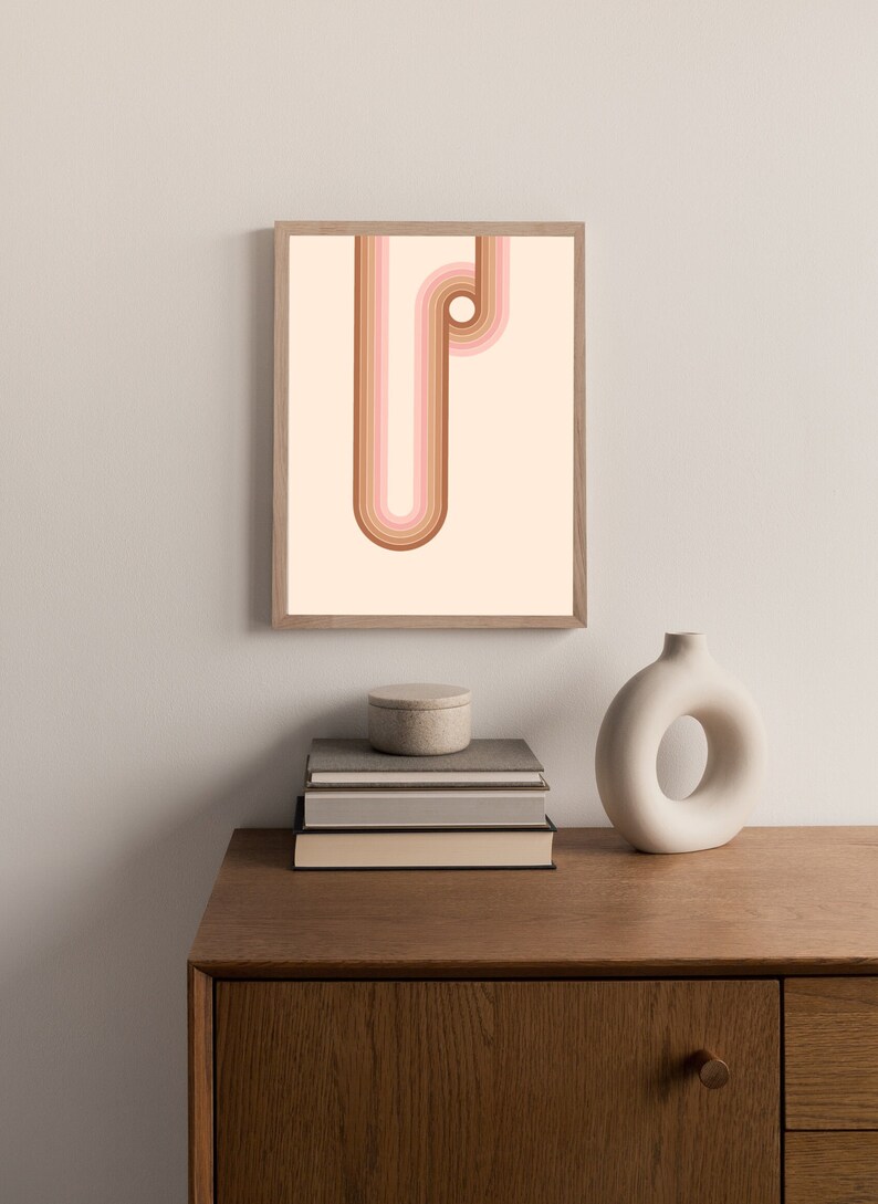 Retro Line Art Print 70s Line Pattern Wall Art Abstract - Etsy