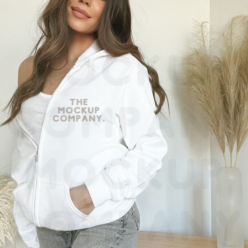 Gildan 18600 Mockup Gildan Model Mockup White Sweatshirt - Etsy