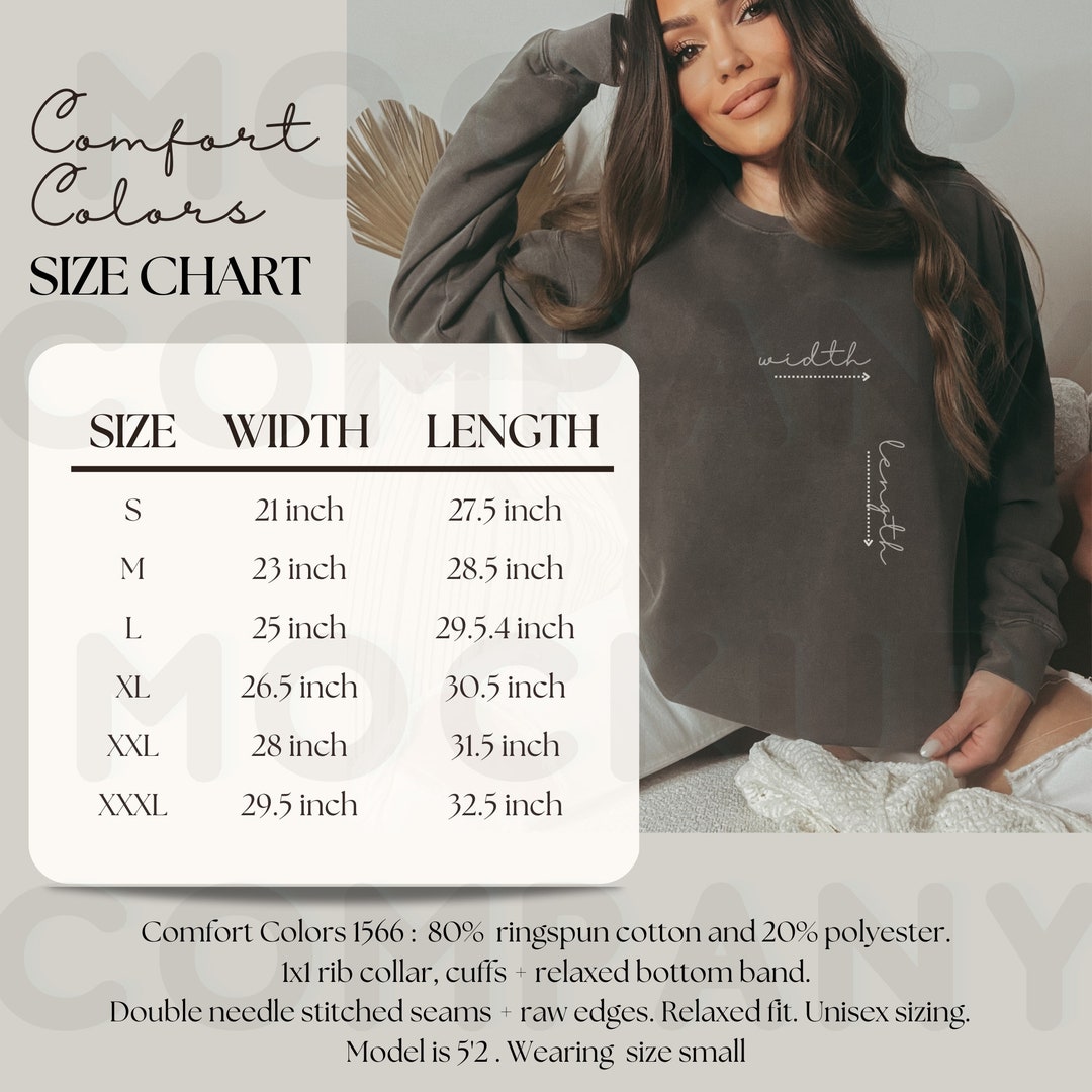 Comfort Colors 1566 Size Chart Comfort Colors Size Chart Size Chart ...