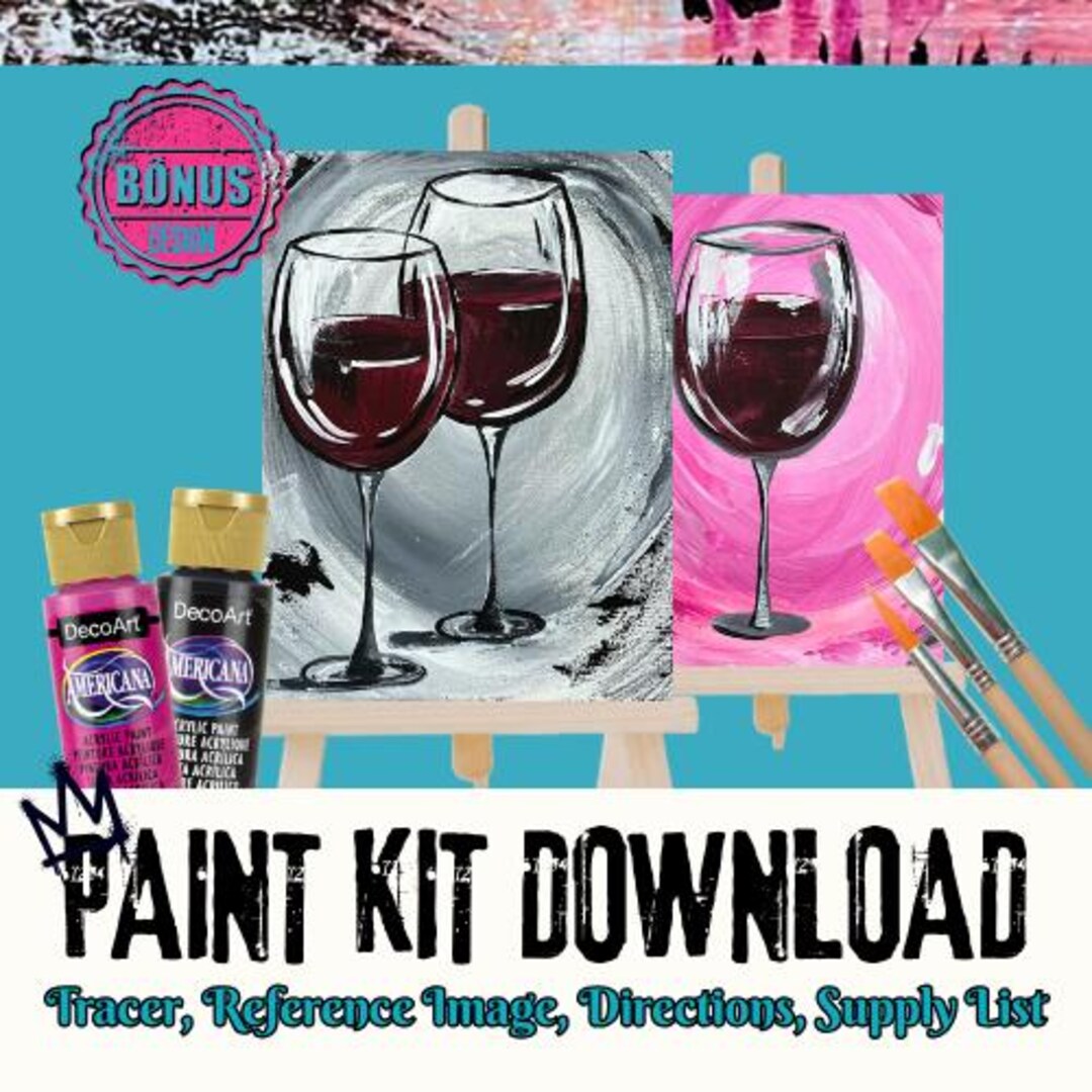 Wine Glass Painting Kit Bundle, Sip and Paint Party, Cheers Traceable ...