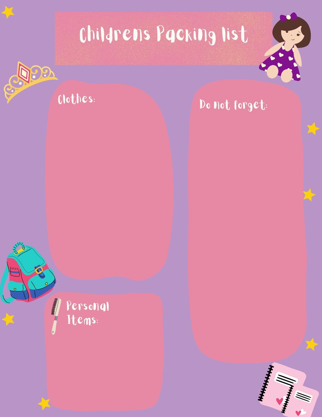 Children’s Packing List - Etsy