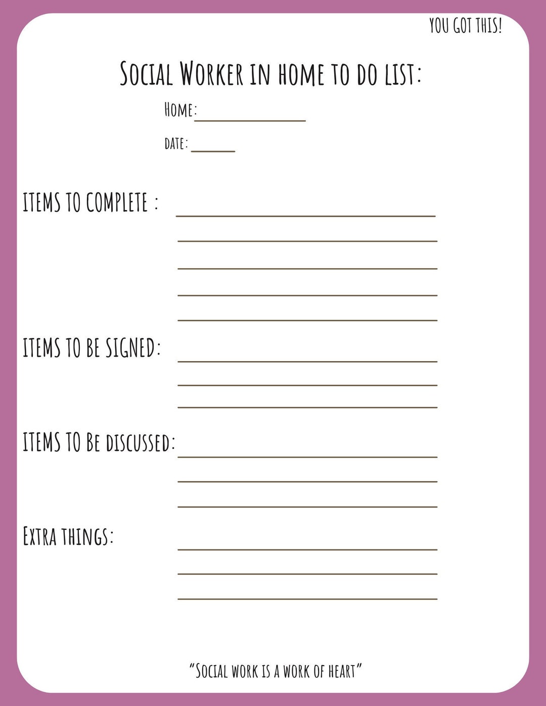 Social Worker Home Visit List - Etsy