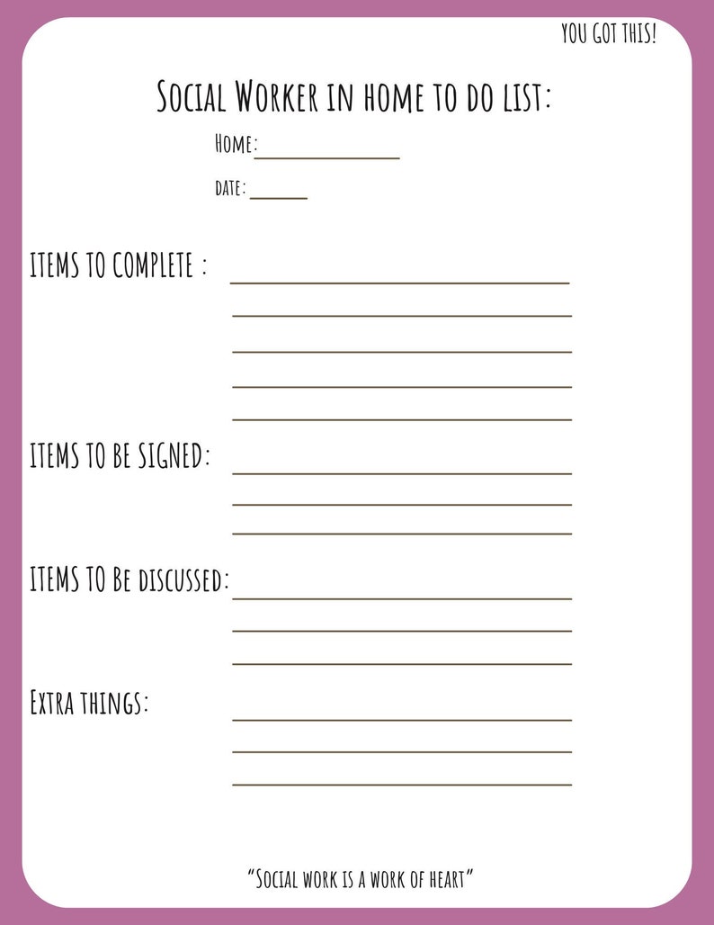 Social Worker Home Visit List - Etsy
