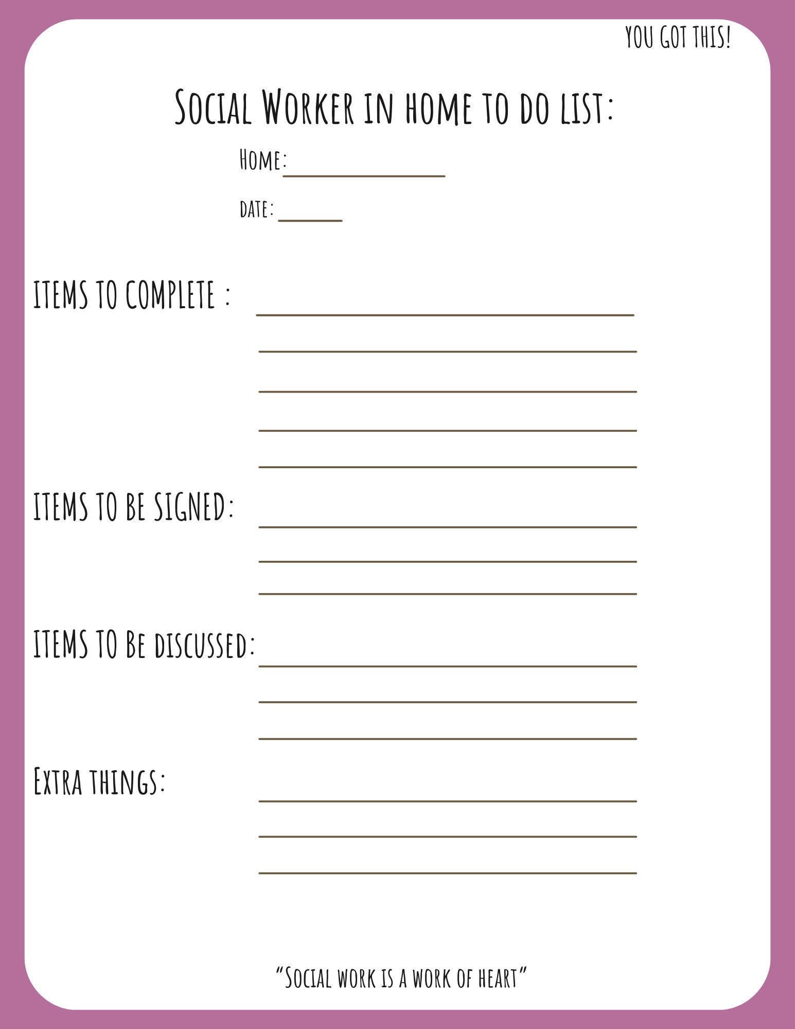 Social Worker Home Visit List - Etsy