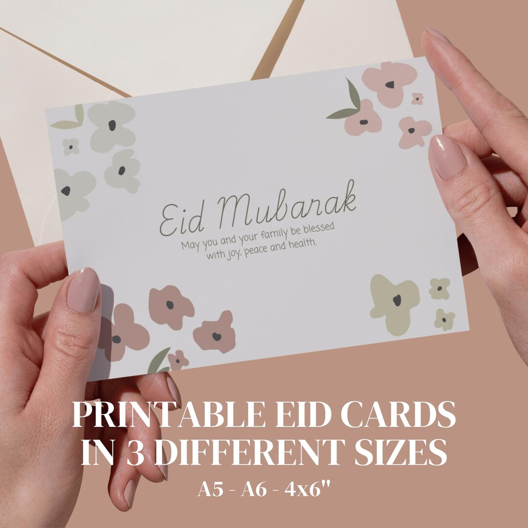 Printable Eid Mubarak-cards | Front & Back Design | Islamic Cards ...