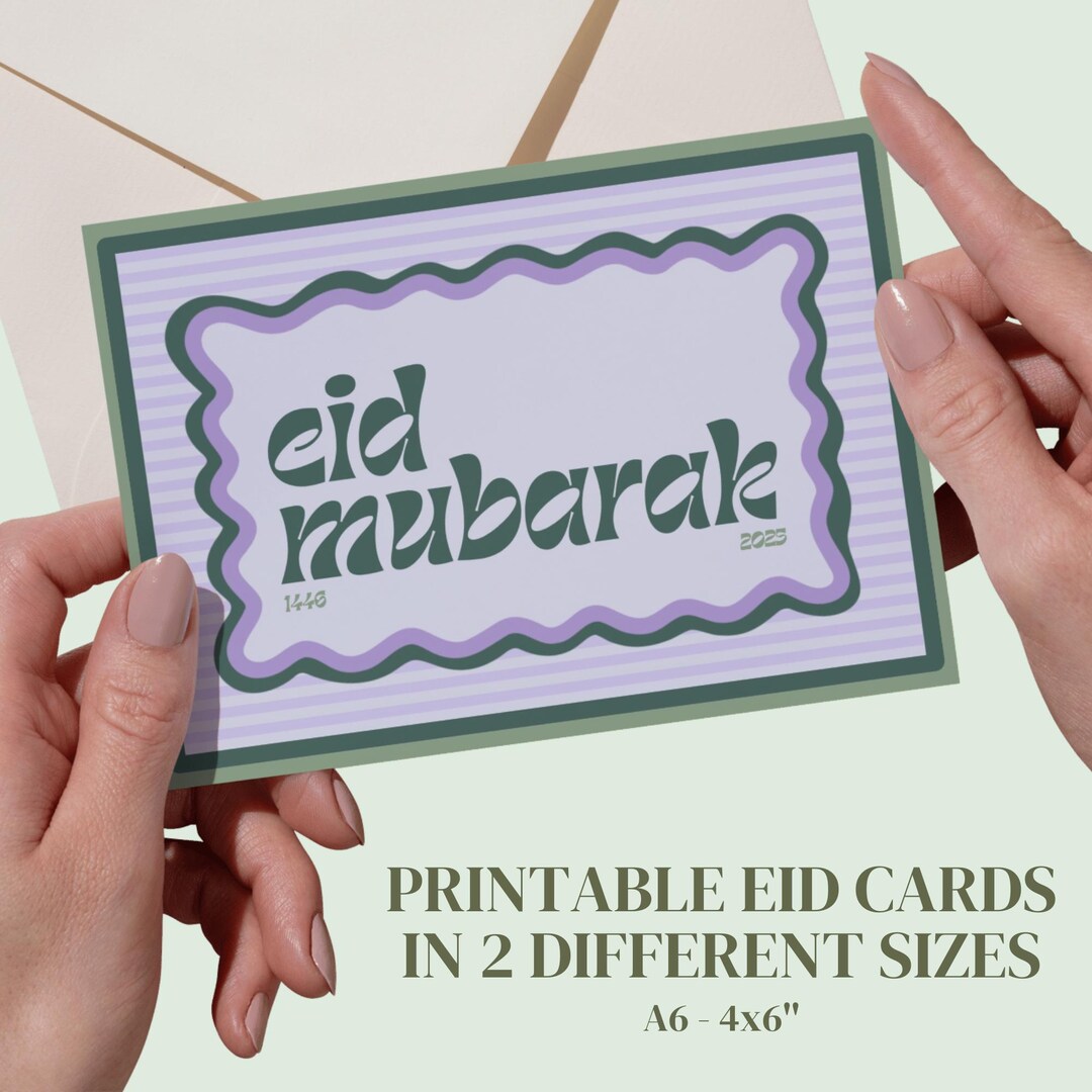 Printable Eid Mubarak-cards | Front & Back Design | Islamic Cards ...