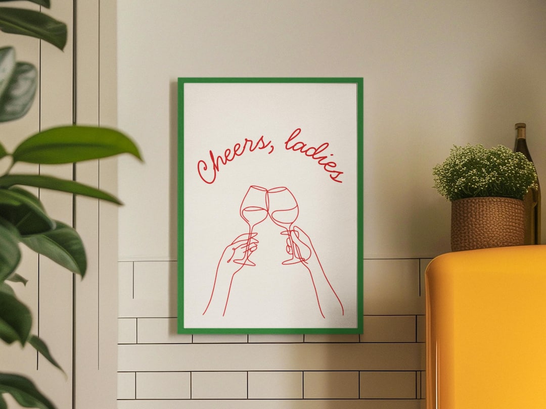 Cheers Ladies Wine Print – Minimalist Line Art (digital Download ...