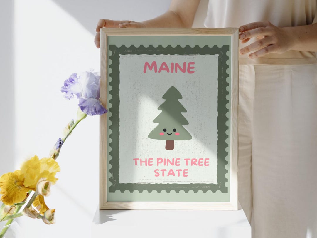 Maine Nursery Print – Cute Pine Tree State Art (digital Download) - Etsy