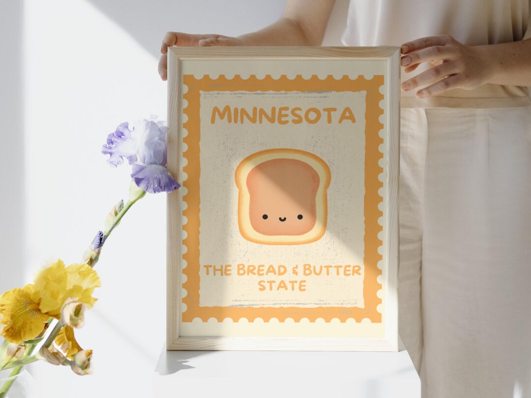 Minnesota Print: "bread & Butter State" Toast Art, State Pride, MN ...