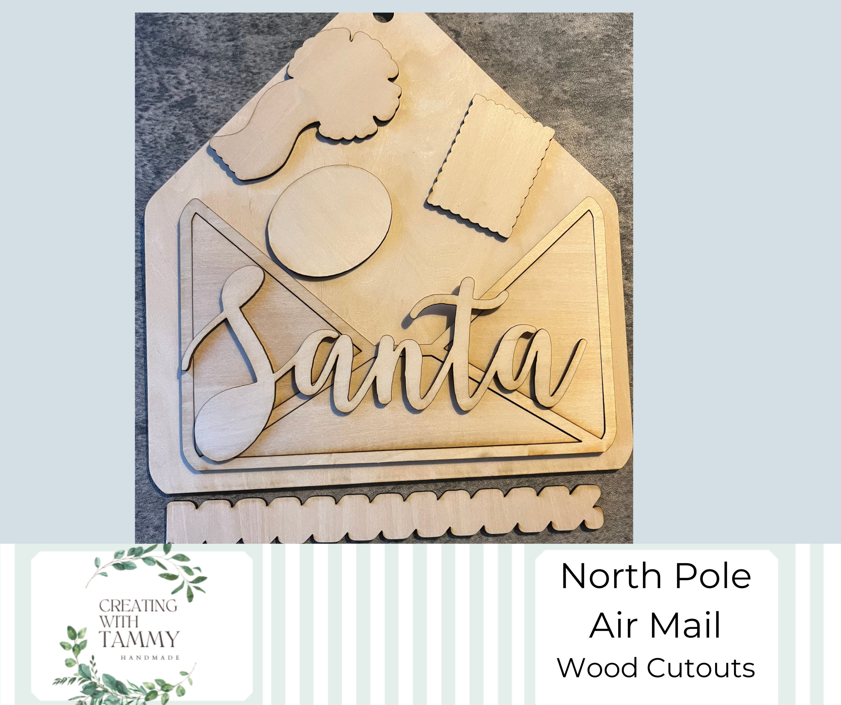 North Pole Air Mail Wood Cutouts - Etsy