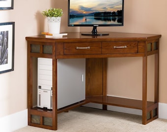 Solid Wood Corner Desk - Etsy