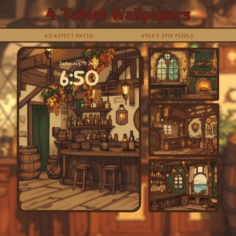 Tavern Desktop Wallpaper Set Digital Download Cozy Fantasy Backgrounds ...